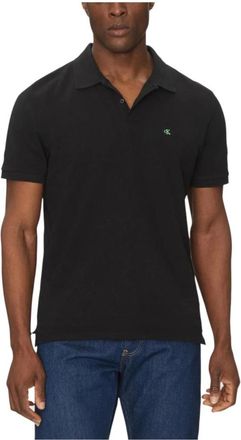 Calvin Klein Jeans Homme, Tops, Noir, Taille: M Polo noir en coton avec boutonni&egrave;re