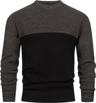 Indicode Herren INMoltilion Strickpullover aus 100% Baumwolle | Strickpullover f&uuml;r M&auml;nner Black Mix, M