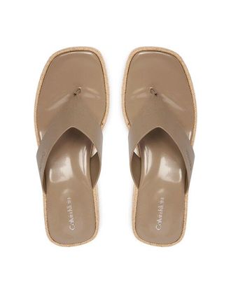Calvin Klein Zehentrenner Block Heel Espa 50 Thong Lth HW0HW02902 Braun