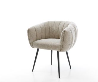 DELIFE Esszimmerstuhl Jada-Flex Webstoff Soft Beige 4-Fu&szlig; konisch Schwarz Taschenfederkern, Esszimmerst&uuml;hle