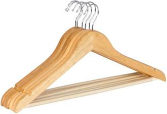 WENKO Formb&uuml;gel Eco Natur 6er Set, 6er Set Kleiderb&uuml;gel mit Hosensteg und Rockeinkerbungen