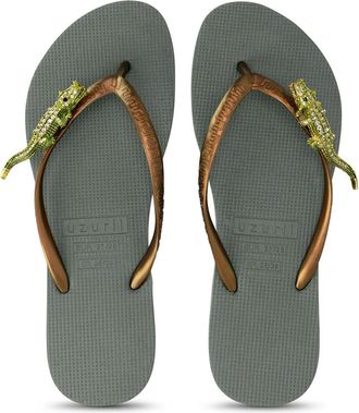 UZURII Slipper & Pantoletten - Zehentrenner Green Crocodile Switch - Gr. 35,5 (EU) - in Gr&uuml;n - f&uuml;r Damen
