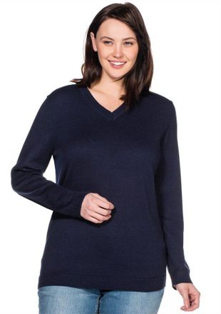 Sheego Strickpullover V-Ausschnitt-Pullover Langarm aus Feinstrick