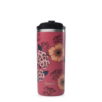 Qwetch Travel Mug Thermobecher Edelstahl 470ml Anemonen - Isolierbecher f&uuml;r Kaffee & Tee - 6h hei&szlig;, 12h kalt - BPA-frei, auslaufsicher, wiederverwendbar - Tr