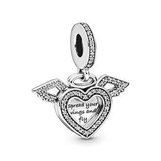 Pandora Pandora Passions Charm pendant Coeur et Ailes en argent sterling avec zircones cubiques transparentes