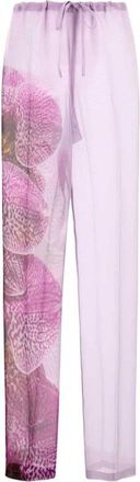 Dries Van Noten Femme, Pantalons, Violet, Taille: 34 FR Pantalon en maille &agrave; imprim&eacute; floral