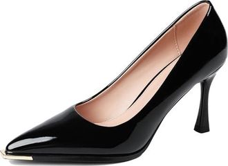 Generic Escarpins Large Fit Femme Cuir Verni Bout Pointu Classiques Talons Aiguilles Escarpins Courts Professionnels Habill&eacute;s Chaussures de Mariage Confortabl