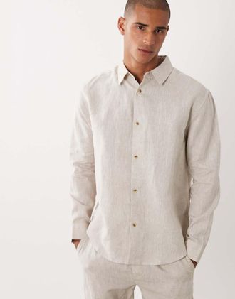 Asos Chemise densemble d&eacute;contract&eacute;e en pur lin - Beige-Neutral