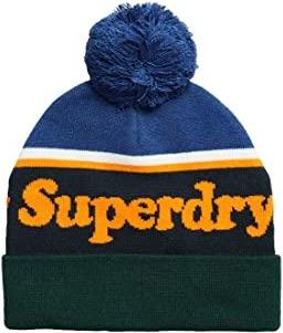Superdry Vintage Classic Logo Beanie, Béret Femme, Azul Marino crepúsculo/Naranja Jaffa