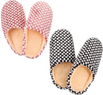 FOMIYES Pantoufles DH&ocirc;tel pour Couples Antid&eacute;rapantes Lot de 2 Paires en Coton Tailles 40/41 Rouge Blanc et 44/45 Noir Blanc Pantoufles DInt&eacute;rieur Confortable