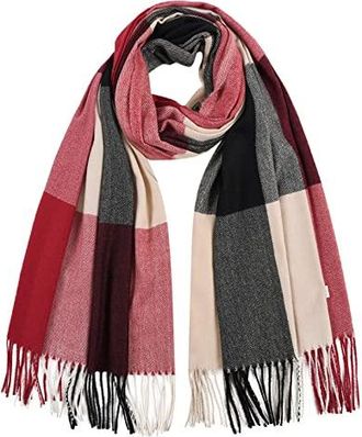 Generic Foulards Femmes Soie &Eacute;paisse Chaleur, Gland &Eacute;charpe Femme Couleur Assortie &Eacute;charpe Femme Wrap Bloc de Couleur, Bordeaux, taille unique