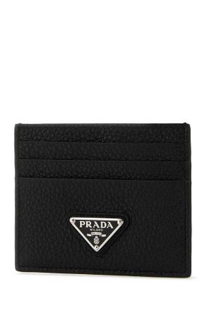 Prada Mens Black Leather Card Holder Nero Vitello Portafogli Wallet