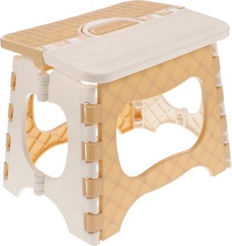 Aboofan Klappbarer Kunststoff falthocker mit Rutschfester Oberfläche Großer Tragfähigkeit Tragbar für Bad Küche Camping Großer Sitzhocker Beige