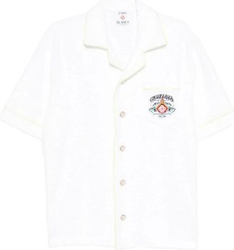 Casablanca Homme, Chemises, Blanc, Taille: M Chemise &agrave; Manches Courtes &Eacute;ponge Monogramme