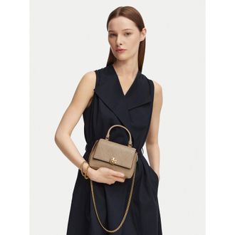Tory Burch Handtasche Tory Burch Charlie Quilted Mini Top Handle Chain Wallet 186032 Beige