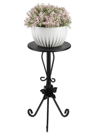 HowHomely Rund Pflanzenst&auml;nder Metall 55 cm Hoch | Handgefertigter Blumenhocker Metall mit Dekorativen Elementen | Blumenst&auml;nder f&uuml;r den Wohnzimmer und Schlafzi