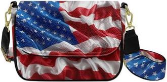 Hugs Idea Sac à main à bandoulière en cuir pour femme, Drapeau américain Art, Taille unique