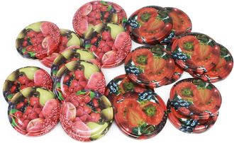 Com-Four 20x Ersatzdeckel für Marmeladengläser Obst - Schraubdeckel für Sturzgläser und Einmachgläser - TO 66 mm [Auswahl variiert] (20 Stück - TO 66 mm Obst M