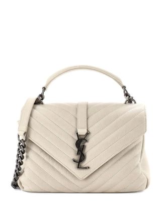 Saint Laurent Classic Monogram College Bag Matelasse Chevron Leather Medium crossbody bag - Tons neutres