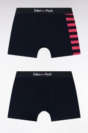 Eden Park Lot De Deux Boxers En Jersey De Coton Stretch Marine Et Fuchsia D&eacute;tails Cercl&eacute;s