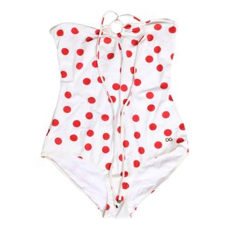 Dolce & Gabbana Gepunkteter Einteiliger Badeanzug - - Swimwear - Damen - Wei&szlig; - S