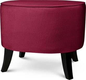 MG Design Ovaler Samt-Hocker 52 x 62 cm in Rot mit Holzbeinen - Gepolsterter Fu&szlig;hocker f&uuml;r Wohnzimmer oder Schlafzimmer