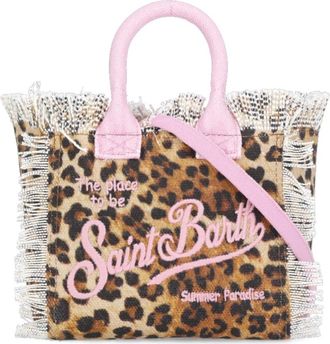 Saint Barth Femme, Sacs, Brun, Taille: ONE Size Sac &agrave; Main avec Motif L&eacute;opard et Franges