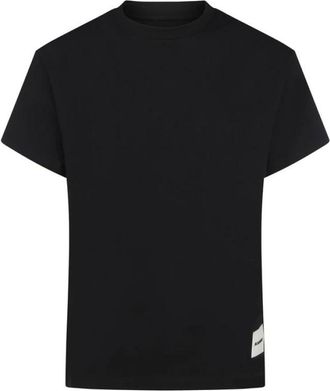Jil Sander Homme, Tops, Noir, Taille: L T-shirt en coton avec monogramme de marque