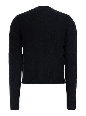 Polo Ralph Lauren Womens Cropped Wool And Cashmere Cardigan Black Tops Top
