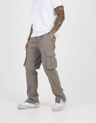 Brave Soul Pantalon cargo en popeline de coton - Taupe-Neutre