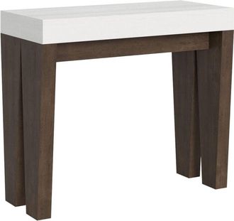 Itamoby Console extensible 90x40/300 cm Spimbo Mix Plateau Frêne Blanc Structure Noyer