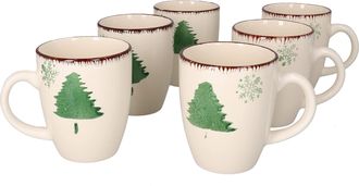 MamboCat 6er Set Kaffeebecher Schneeflocken & Tannenbaum I Weihnachten I 300 ml I Christmas Tree, X-Mas Time I Glühwein I Eierlikör I Punsch I Tasse I Pott I S
