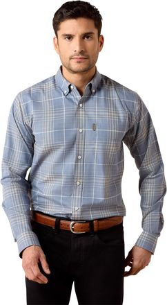 Ariat Mens Clement Shirt Long Sleeve in Soft Blue Plaid, Size 2X-Large, by Ariat