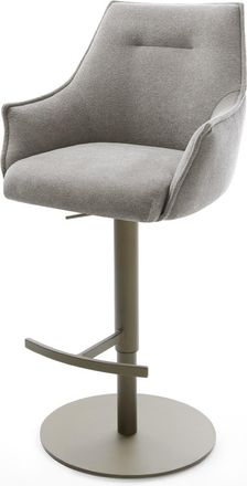 DELIFE Barstuhl Alja-Flex Strukturstoff Soft Grau Drehfu&szlig; h&ouml;henverstellbar Metall Titanfarben Taschenfederkern, Barst&uuml;hle