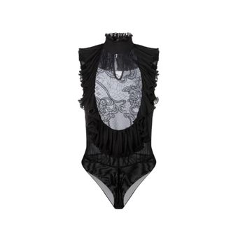 Elisabetta Franchi Body en georgette - Femme - Tops - Noir - Taille: 38 FR