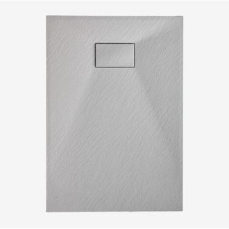Sklum Soho rechteckige, rutschfeste, extraflache Duschwanne aus SMC-Harz Helles Grau 100 x 70 cm