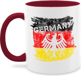 Shirtracer Tasse Tassen 325ml - Fu&szlig;ball EM WM - Germany mit Adler Deutschland - 325 ml - Bordeauxrot - 2024 fussball vintage kaffeetasse fanartikel europameister