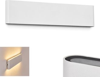 HOFSTEIN LED Außenwandleuchte Gamas, Außenwandlampe aus Metall/Kunststoff in Weiß, Wandleuchte im modernen Design für Garten, Außenfassade, Terrasse, Hof, 24 W