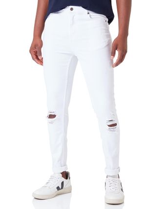 Gianni Kavanagh Herren White Ripped Carrot Leg Jeans Jeans, White