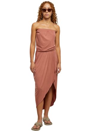 Urban Classics Damen Kleid Ladies Viscose Bandeau Dress Terracotta XL