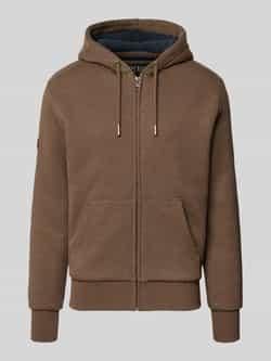 Superdry Regular Fit Sweatjacke mit geteilter K&auml;nguru-Tasche Modell Borg