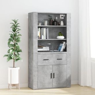 vidaXL Buffet haut Gris béton Bois dingénierie