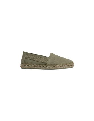 Calvin Klein Carlos - Leinen-Espadrilles in dunklem Flechtengr&uuml;n mit Logo