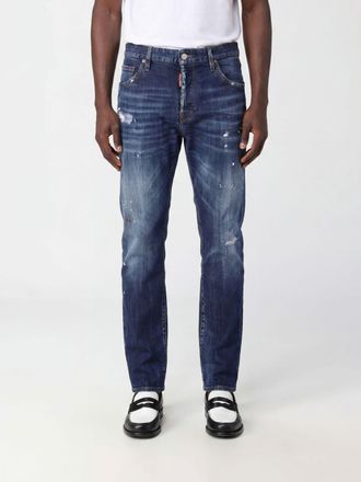 Dsquared2 Jean 642 straight fit en denim de coton &agrave; effet us&eacute;