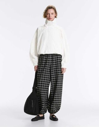 Oysho Oysho - Pantalon bloomer en coton &agrave; carreaux - Noir