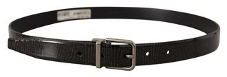 Dolce & Gabbana Mens Black Leather Vernice Metal Buckle Belt
