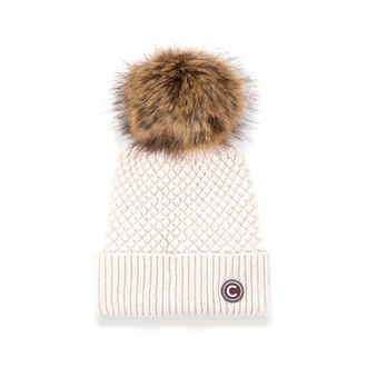 Colmar Femme, Accessoires, Beige, Taille: ONE Size Faux Fur Pompom Hat