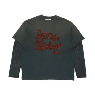 Acne Studios Femme, Tops, Gris, Taille: 38 FR Layered Logo T-Shirt