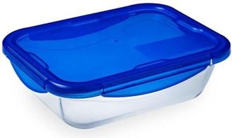 Pyrex Cook & go - Boîte Rectangulaire en Verre avec Couvercle Hermétique et Étanche Ø 20 cm - Cuisinez au Four, Conservez et Emportez