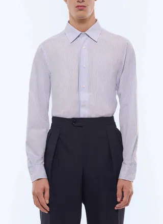 Fursac Chemise &agrave; rayures en popeline de coton - Taille 37 - Homme